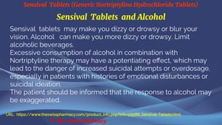 Sensival Tablets (Generic Nortriptyline Hydrochloride Tablets) | PPT