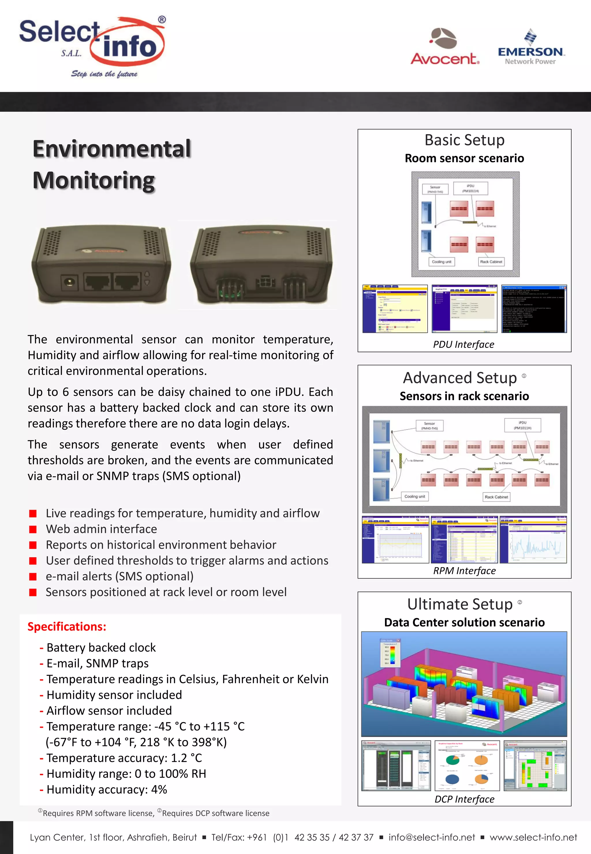 Select-Info Avocent Environmental Monitoring Sensor | PDF