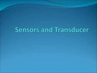 MECHATRONICS UNIT I Sensor and transducers | PPT