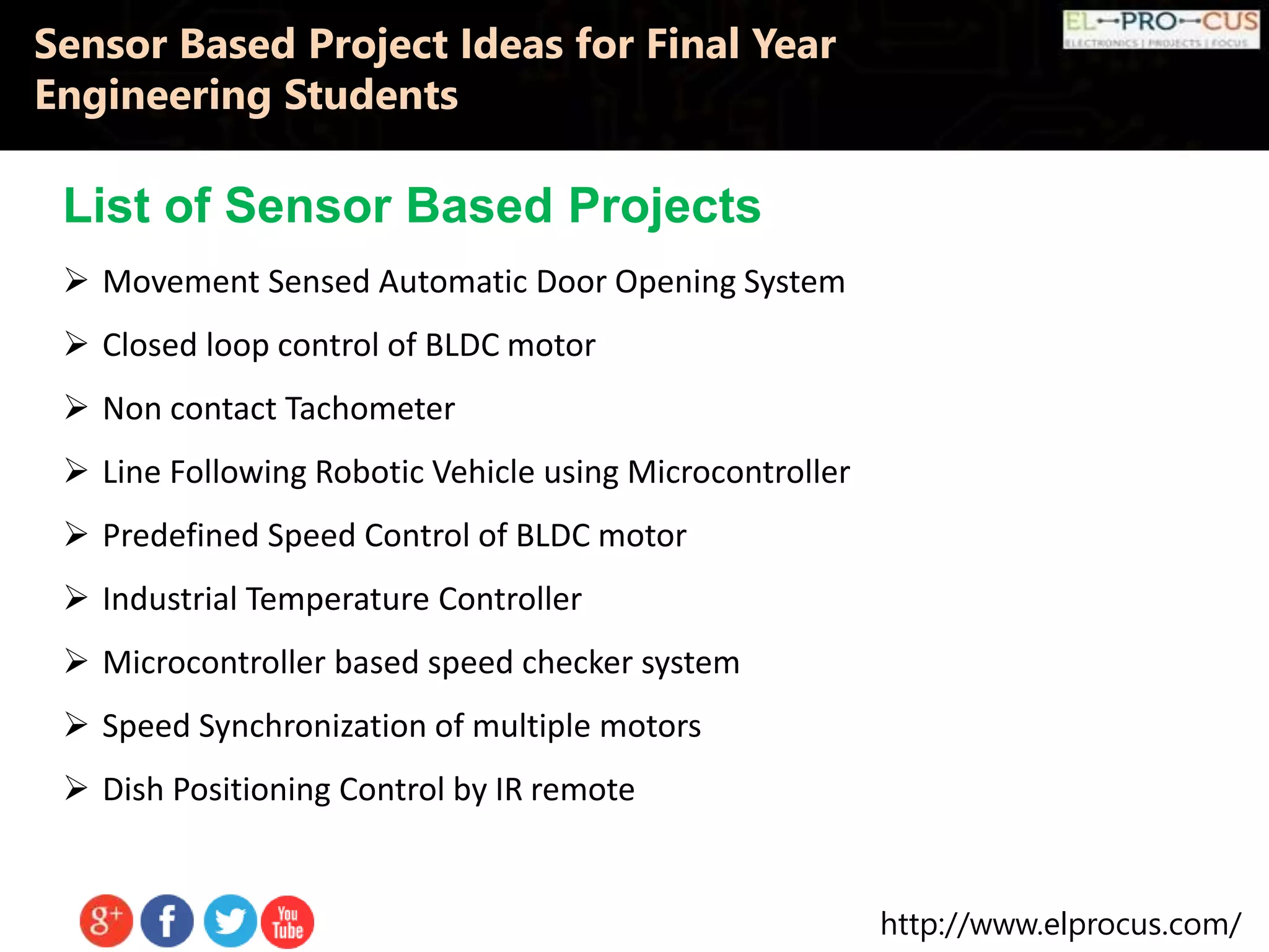 Sensor Based Project Ideas for Final Year Engineering Students | PPTX
