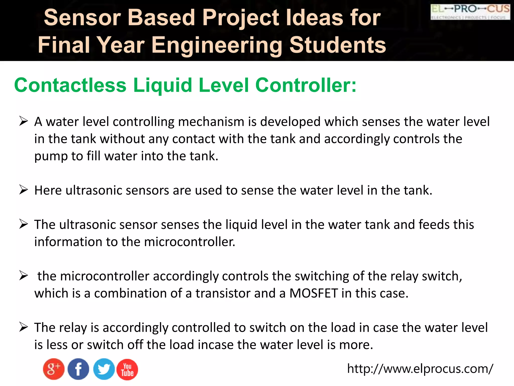 Sensor Based Project Ideas for Final Year Engineering Students | PPTX