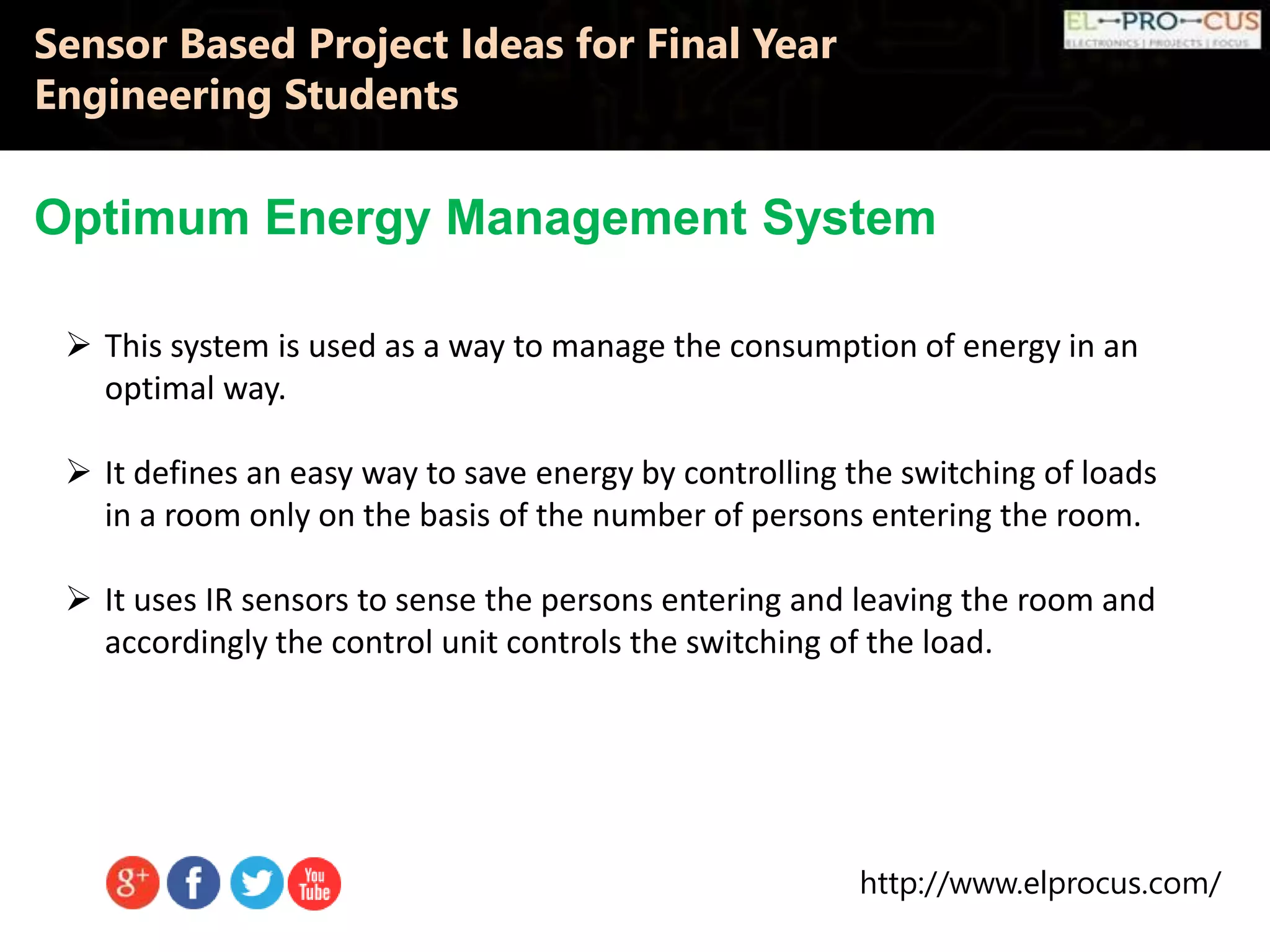 Sensor Based Project Ideas for Final Year Engineering Students | PPTX