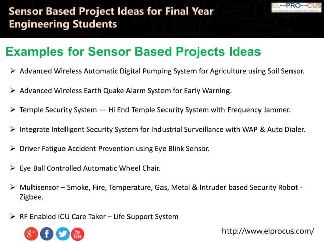 Sensor Based Project Ideas for Final Year Engineering Students | PPTX