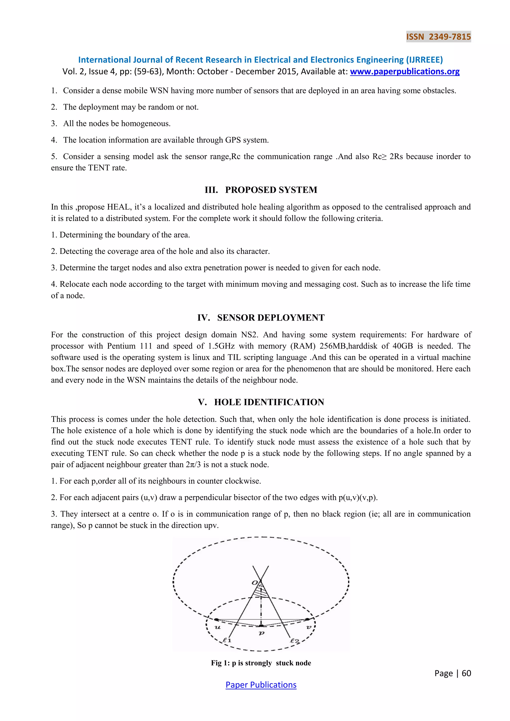 Sensor Deployment Algorithm For Hole Detection And Healing By Using