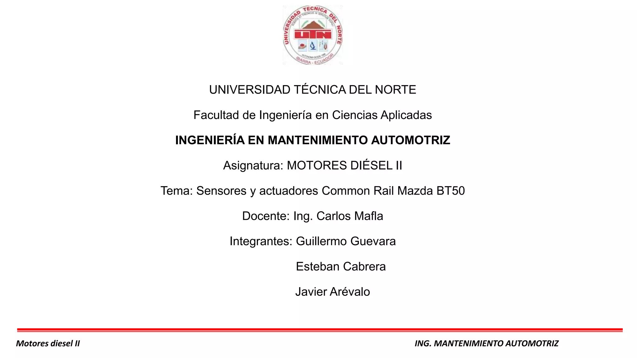 Sensores y actuadores common rail mazda BT50 | PPTX