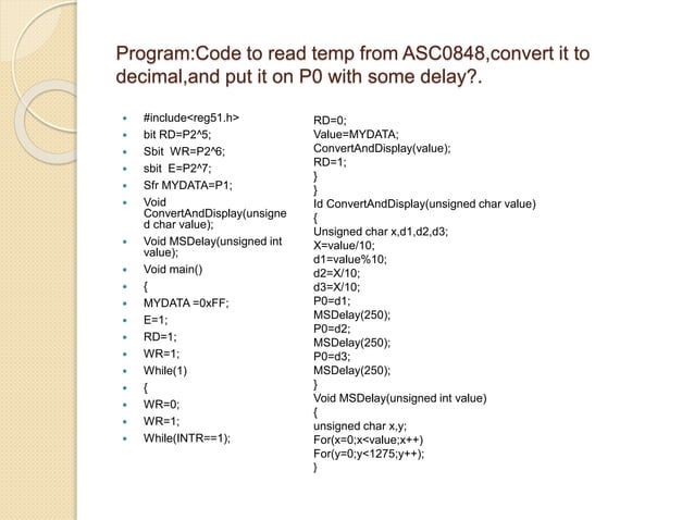 Sensor interfacing in 8051 | PPTX