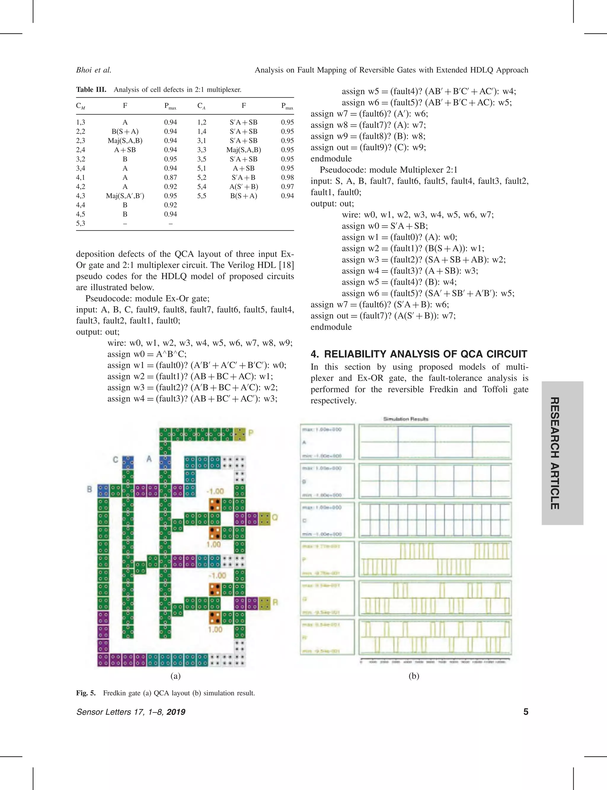 Analysis On Fault Mapping Of Reversible Gates With Extended Hardware