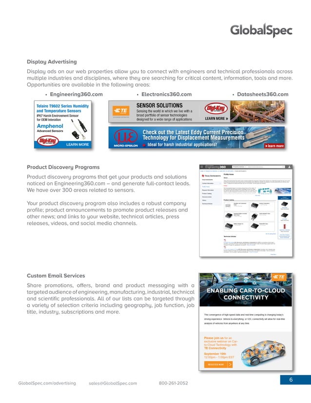 Sensors Media Kit | GlobalSpec | PDF