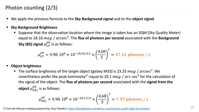 Sensor modeling and Photometry: an application to Astrophotography | PPT