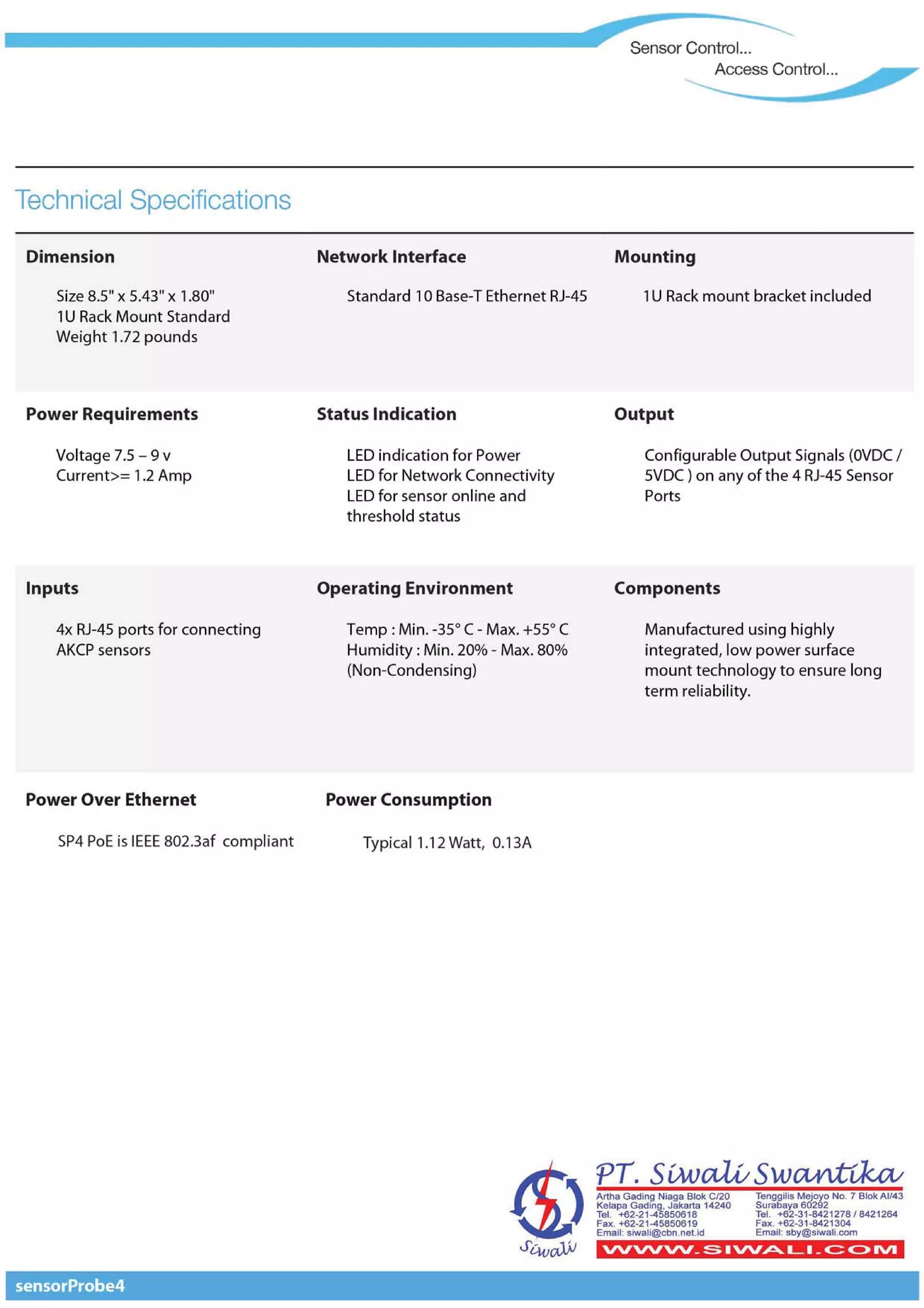 Brosur AKCP sensor Probe4 | PDF