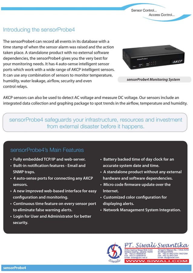 Brosur AKCP sensor Probe4 | PDF