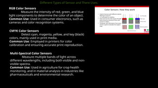 Different types of Sensors, ultrasonic, light, color and pressure | PPTX
