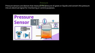 Different types of Sensors, ultrasonic, light, color and pressure | PPTX