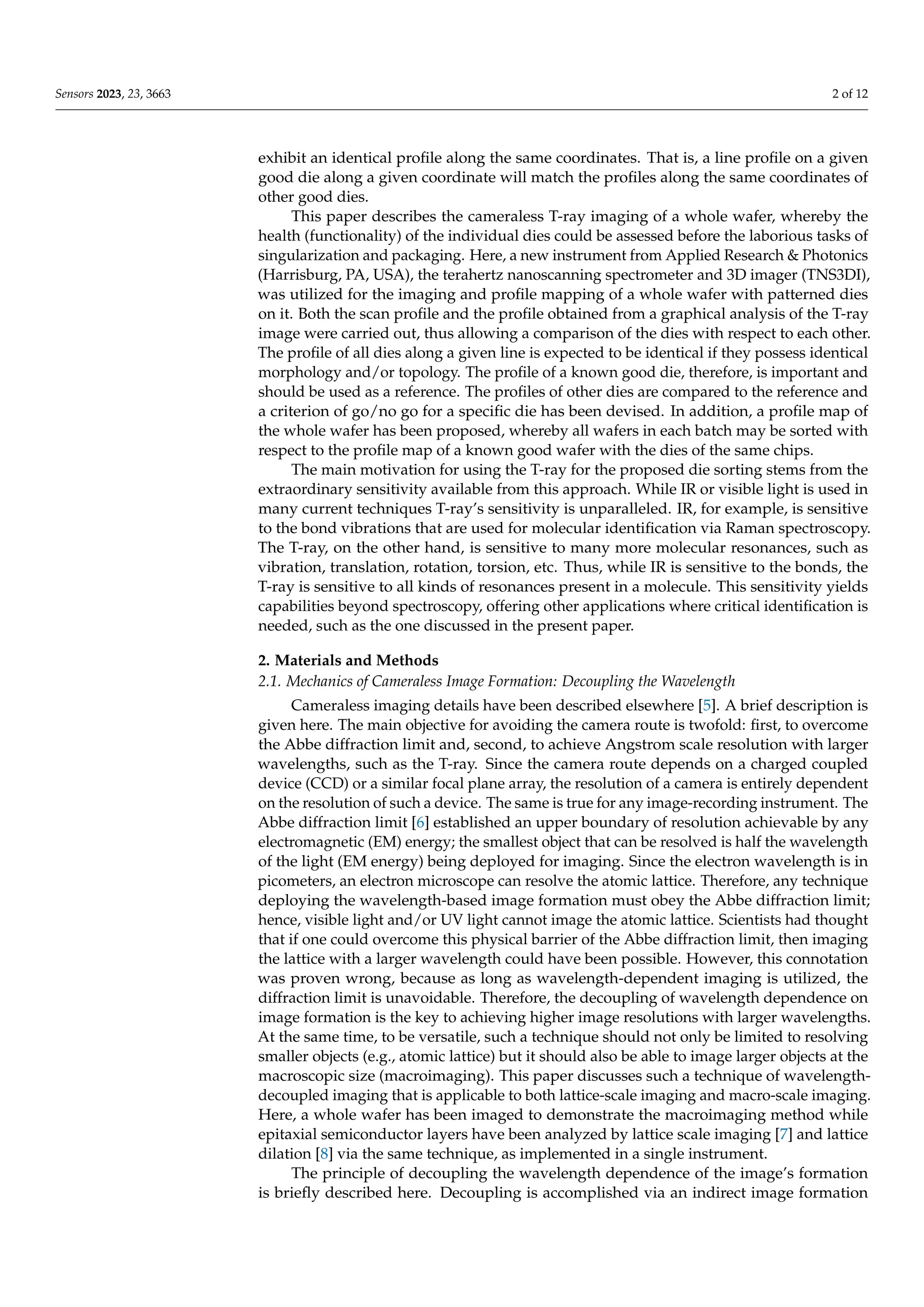 T-ray Wavelength Decoupled Imaging and Profile Mapping of a Whole Wafer ...