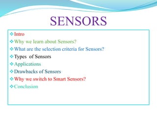 Basic Sensors Technology | PPTX