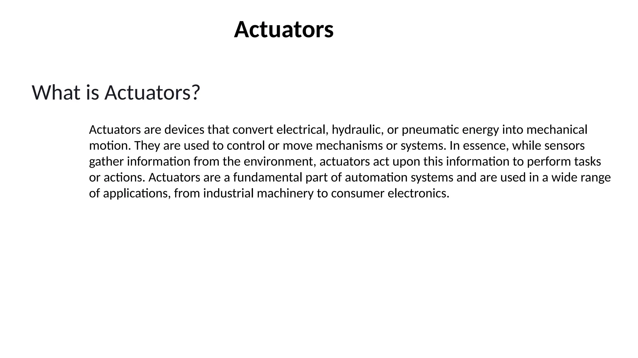 sensors and actuator electrical subject. | PPTX