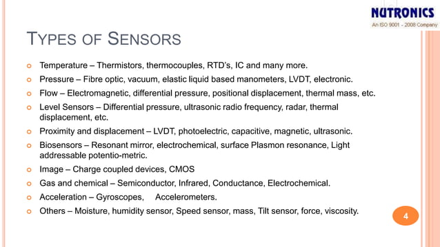 Sensors and its types | PPTX | Physics | Science