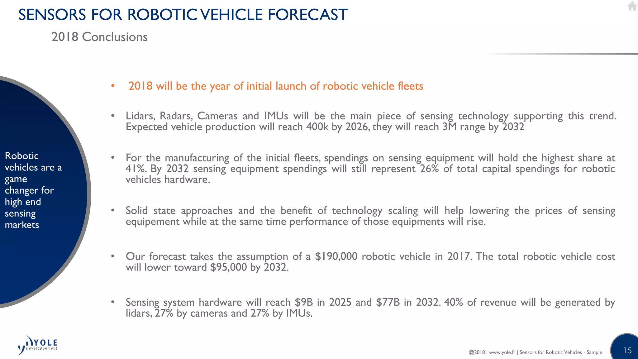 Sensors for robotic vehicles 2018 report by yole developpement i ...