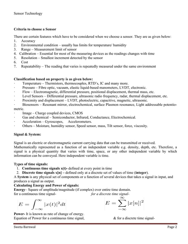 Sensors fundamentals and characteristics, physical principle of sensing ...