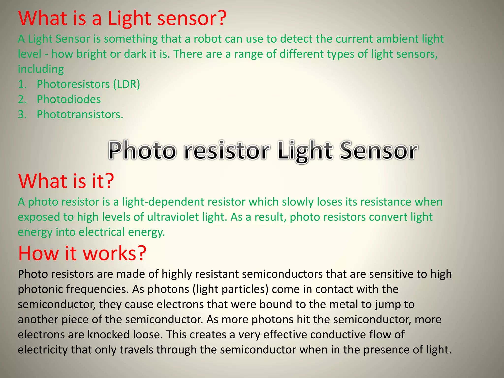 Working Principals of Various Sensors | PPTX