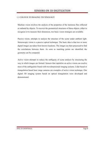 Sensors on 3 d digitization seminar report | DOC