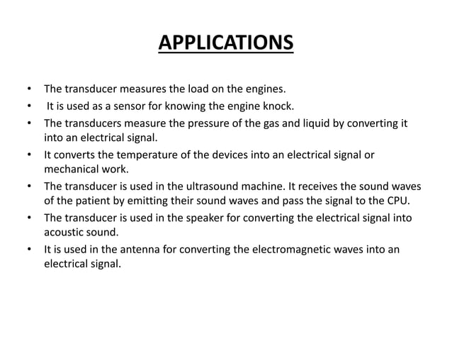 Sensors and transducers Working,Applications | PPT