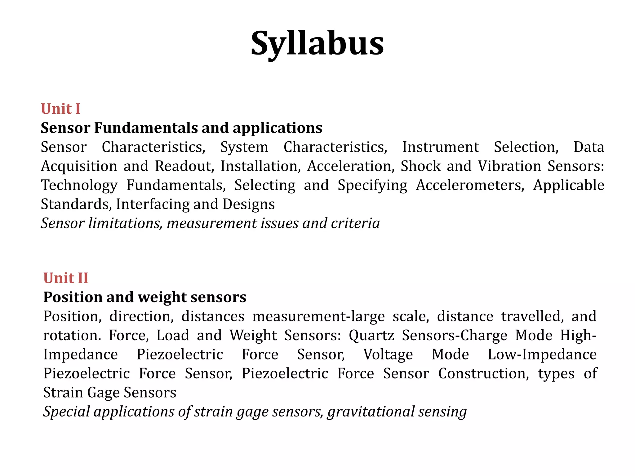 Sensors for Engineering Applications | PPTX