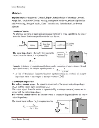 Sensor technology module-3-interface electronic circuits | PDF