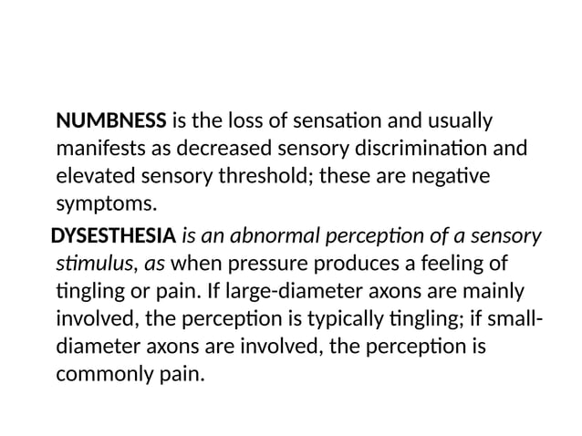SENSORY ABNORMALITIES in diagnosis of neurological diseases | PPT