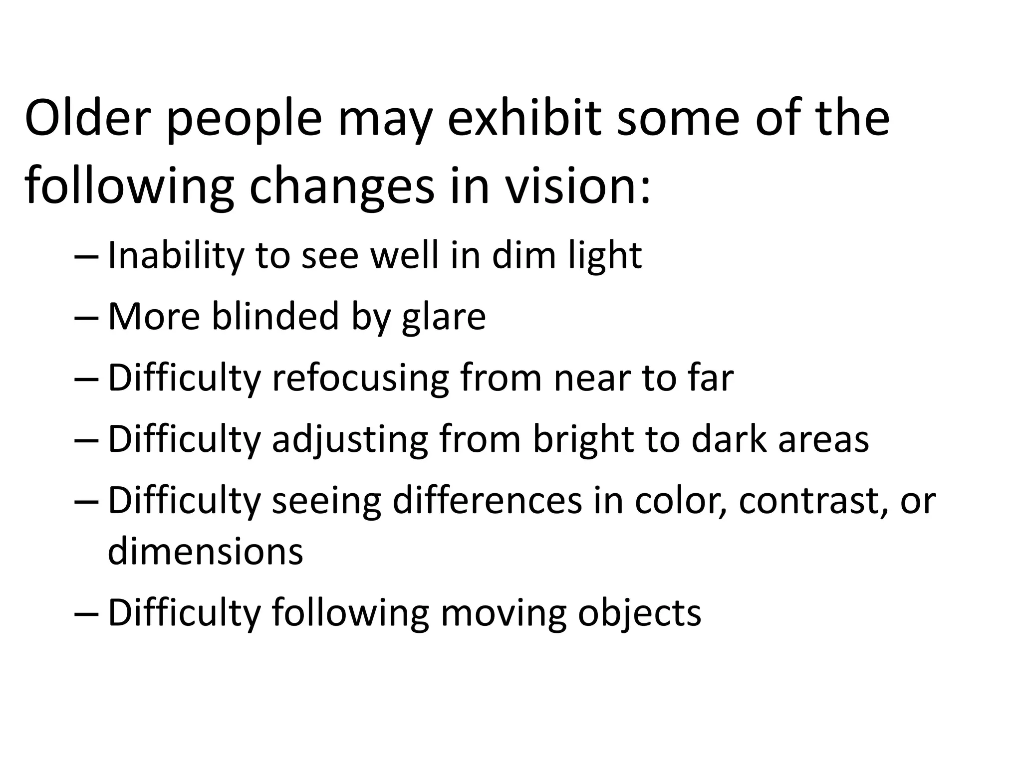 Sensory changes vision | PPT