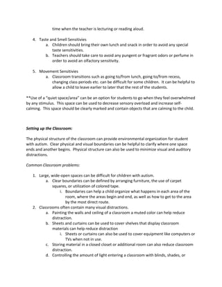 Sensory Considerations When Teaching and Setting Up the Classroom | DOC