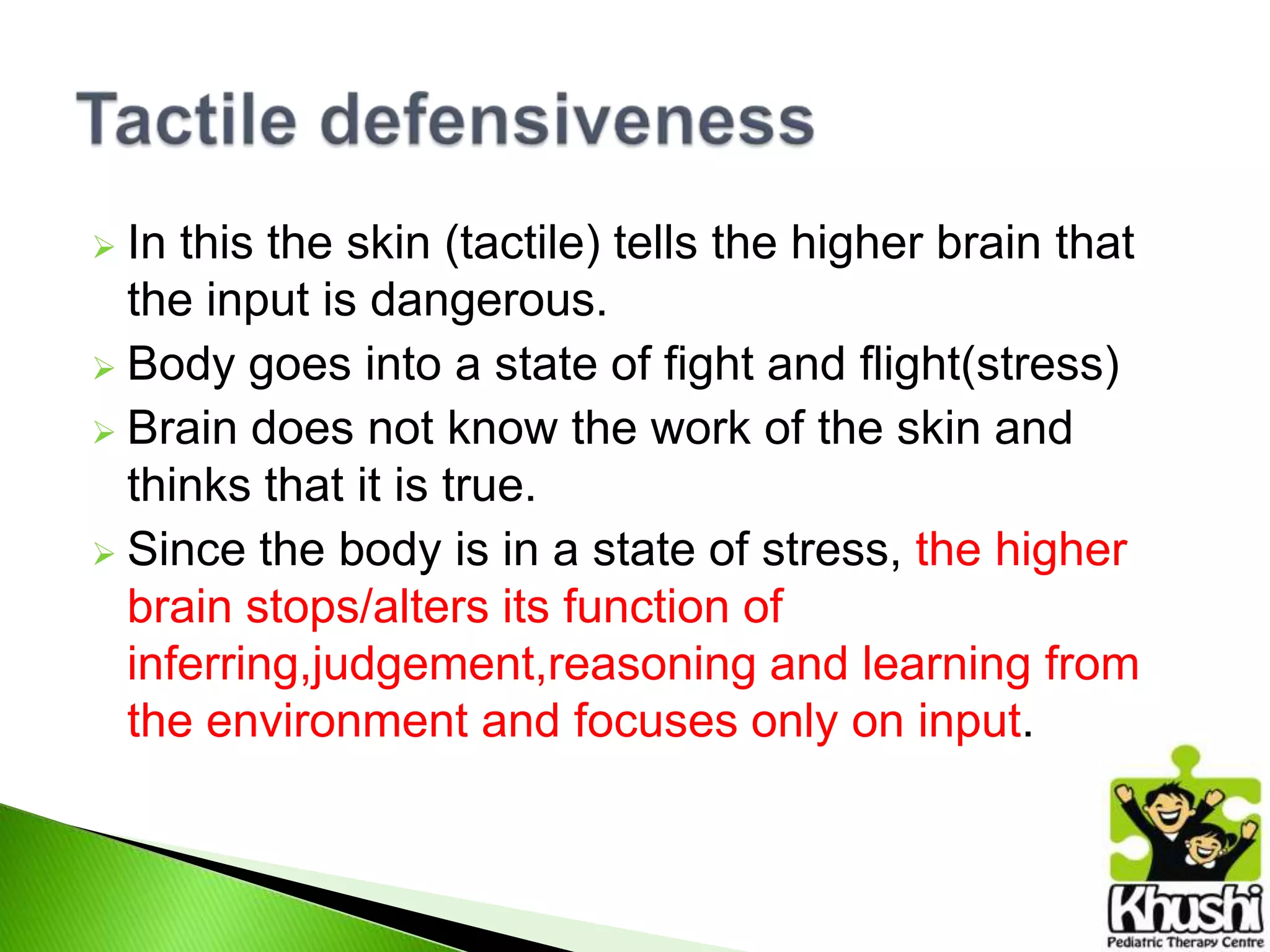 Sensory defensiveness –for parents | PPT