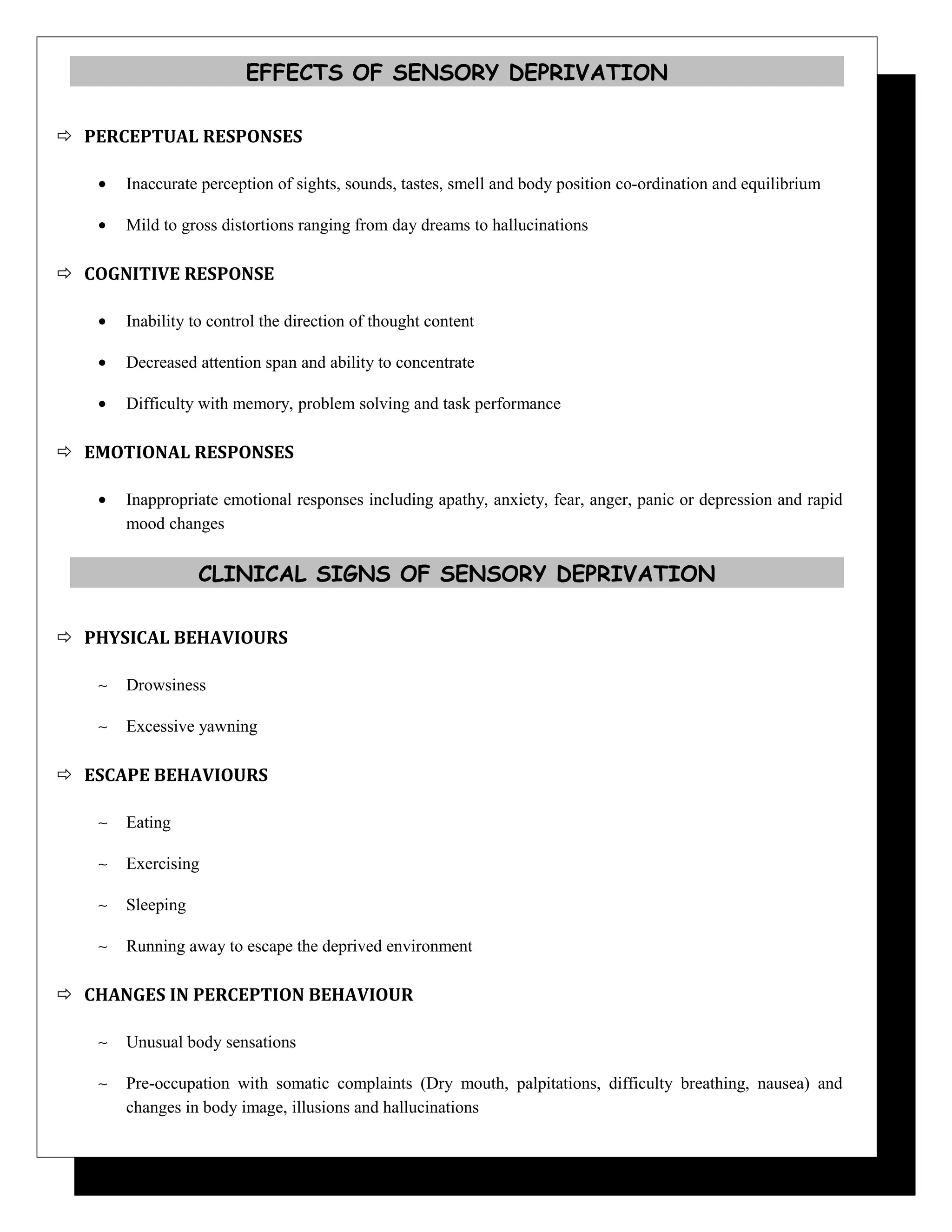 Sensory deprivation | DOC