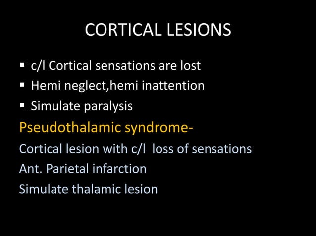 Sensory disturbances at the level of thalamus and cortex | PPTX | Brain ...