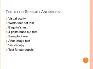 Sensory evaluation of squint | PPTX
