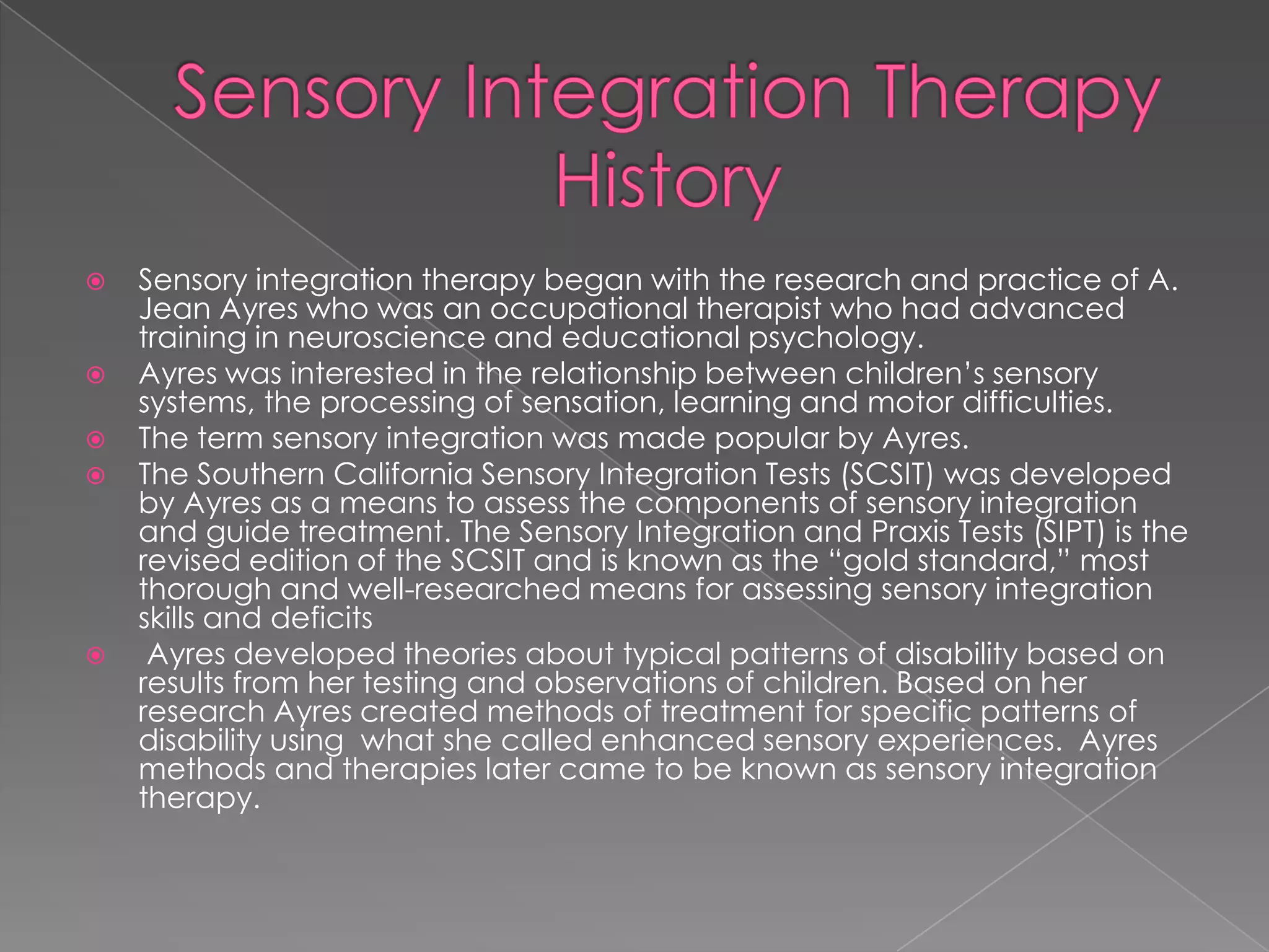 Sensory Integration Therapy | PPTX
