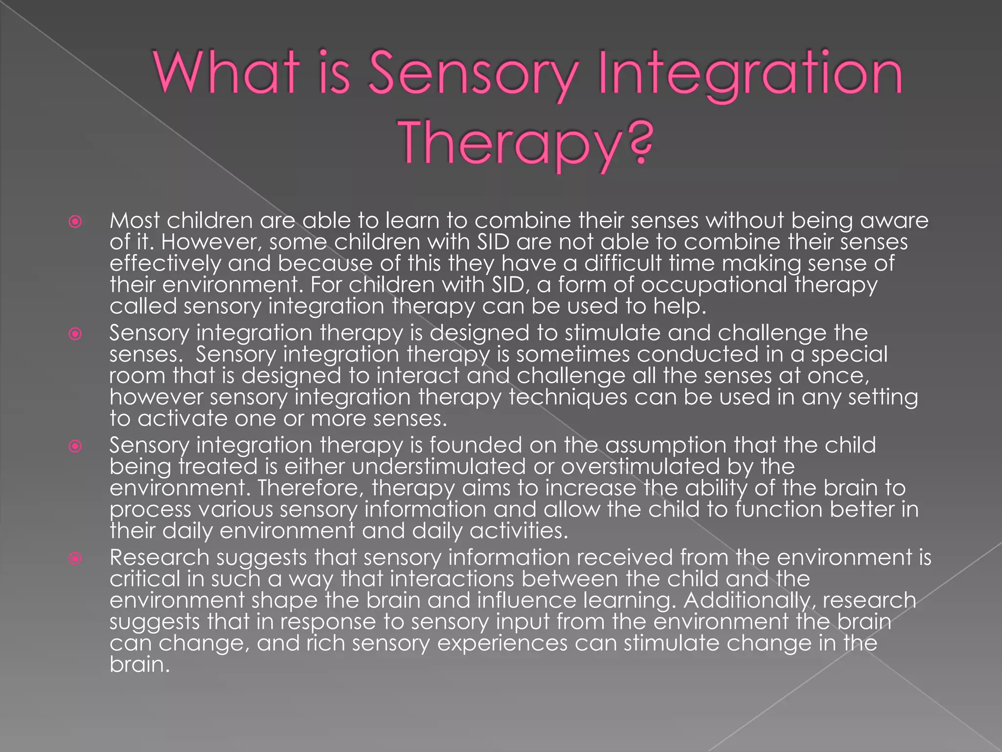 Sensory Integration Therapy | PPTX