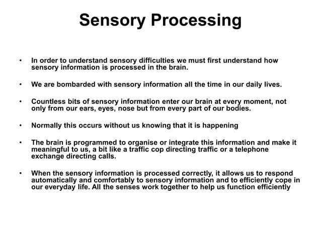 Sensory presentation for psychology .ppt