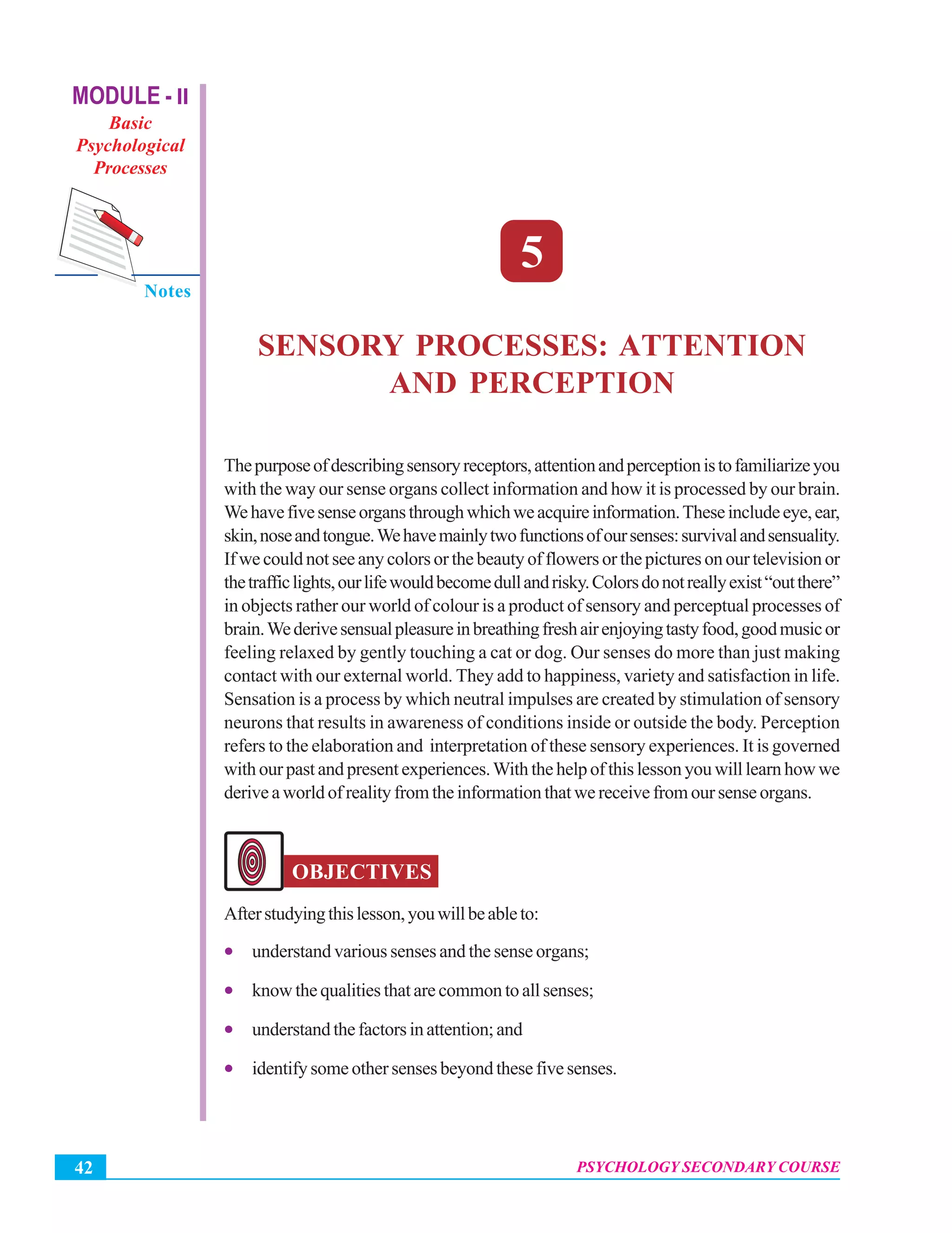 Sensory processes attention and perception | PDF