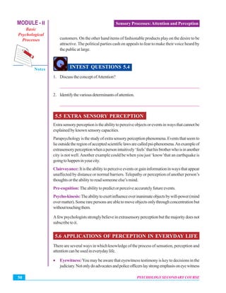 Sensory processes attention and perception | PDF