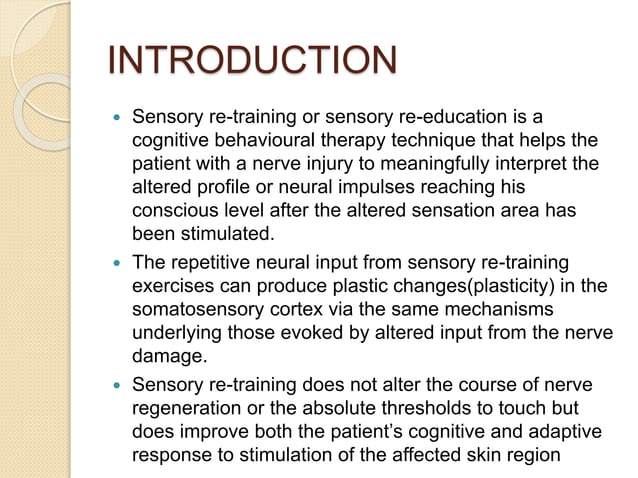 Sensory Re-education | PPTX | First Aid | Injuries