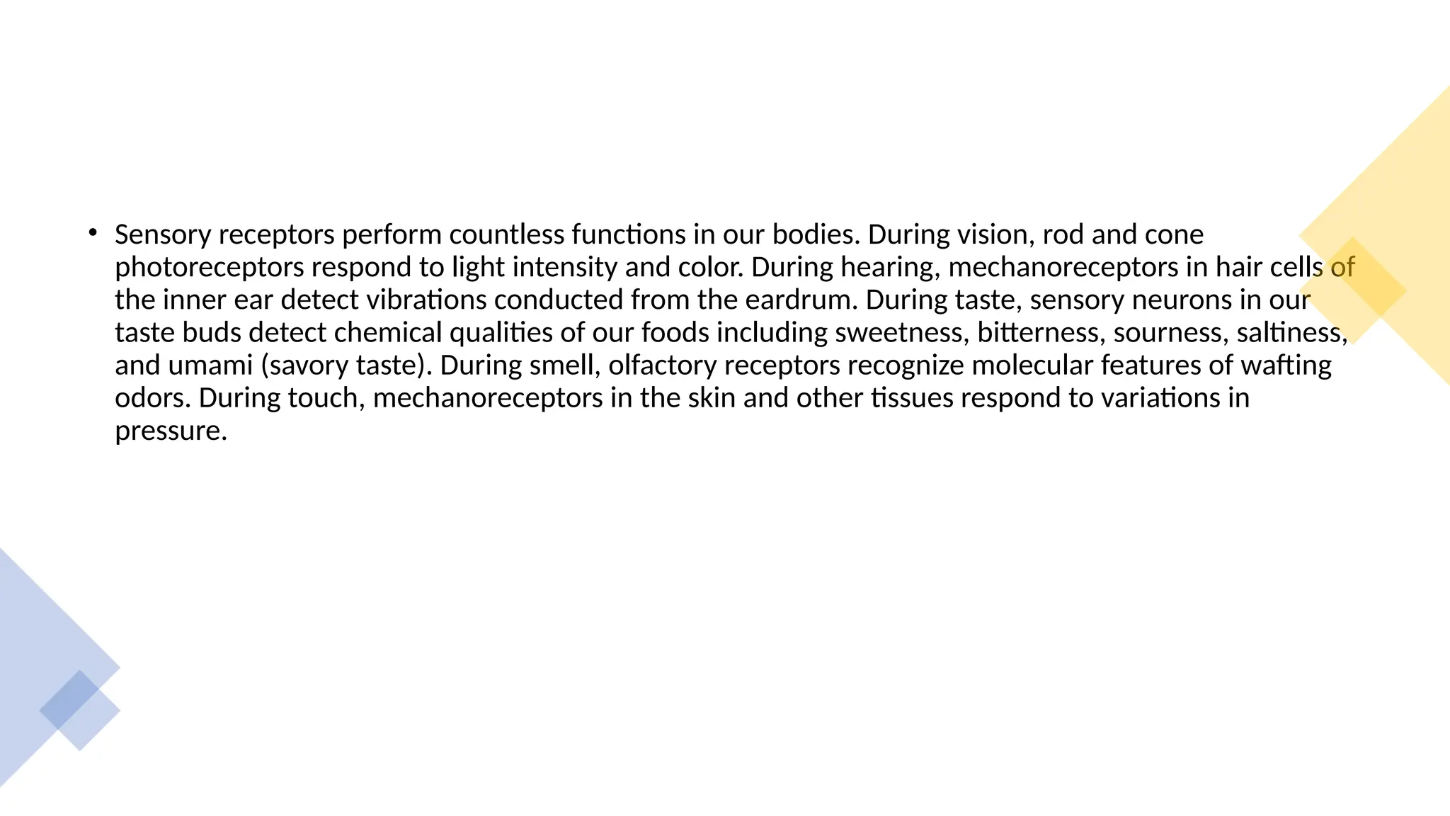 sensory receptors.pptx it is top class slides in Pakistan | PPT