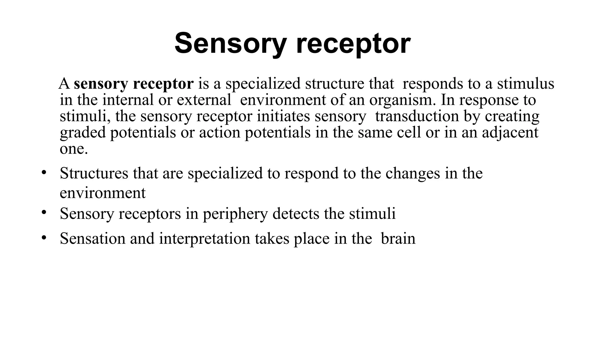 Sensory Receptors Physiology- A detailed review | PPTX