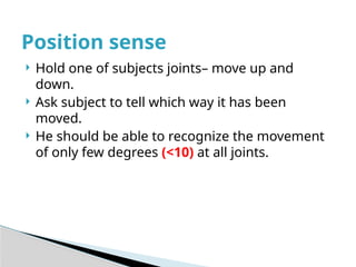 CLINICAL EXAMINATION OF SENSORY SYSTEM | PPTX