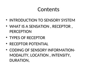 sensory system and receptors.pHYSIOLOGY PPT | PPT