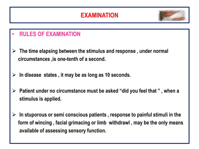 Sensory system examination | PPTX | Brain and Nervous System Disorders ...