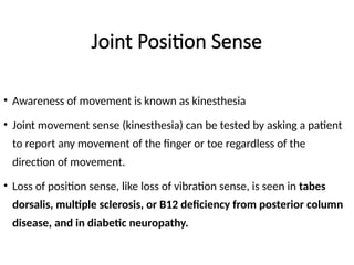 sensory system examination OF PATIENT IN HOSPITAL | PPTX