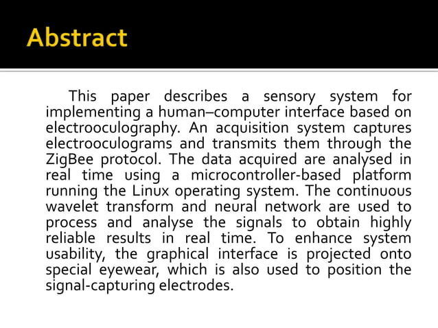 Sensory system for implementing a human—computer interface based | PPT
