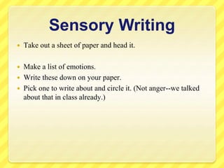Sensory writing | PPT