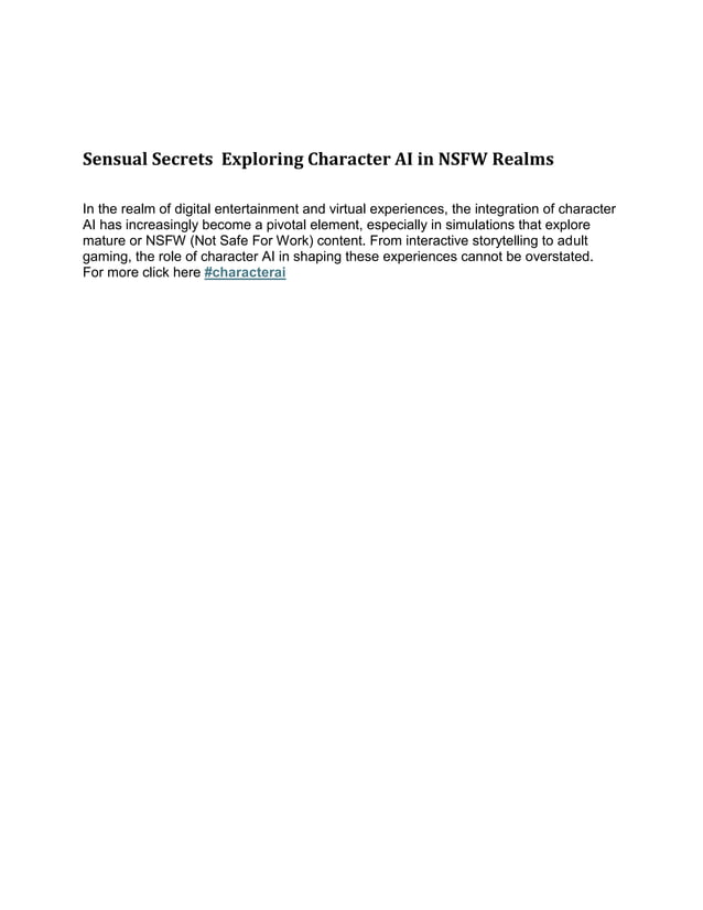 Sensual Secrets Exploring Character AI in NSFW Realms | PDF